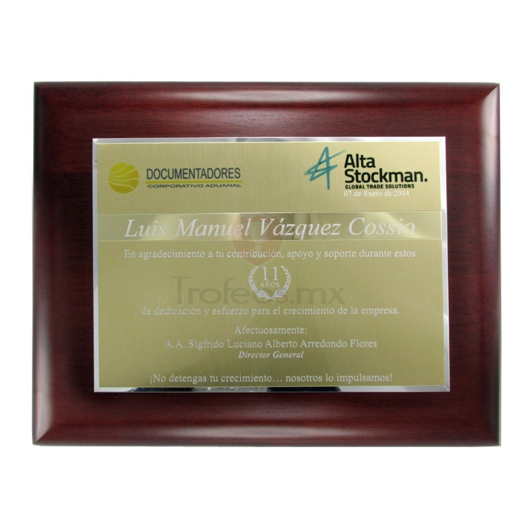 Placa Caoba Vino - Trofeos.mx