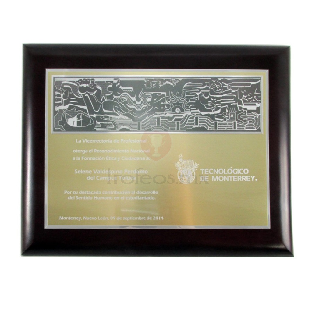 Placa Caoba Mixta - Trofeos.mx