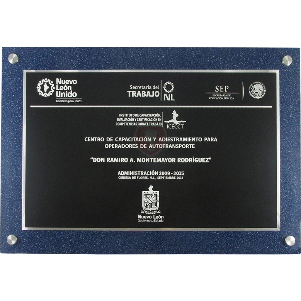 Trofeos Placa Corian Azul - Trofeos.mx
