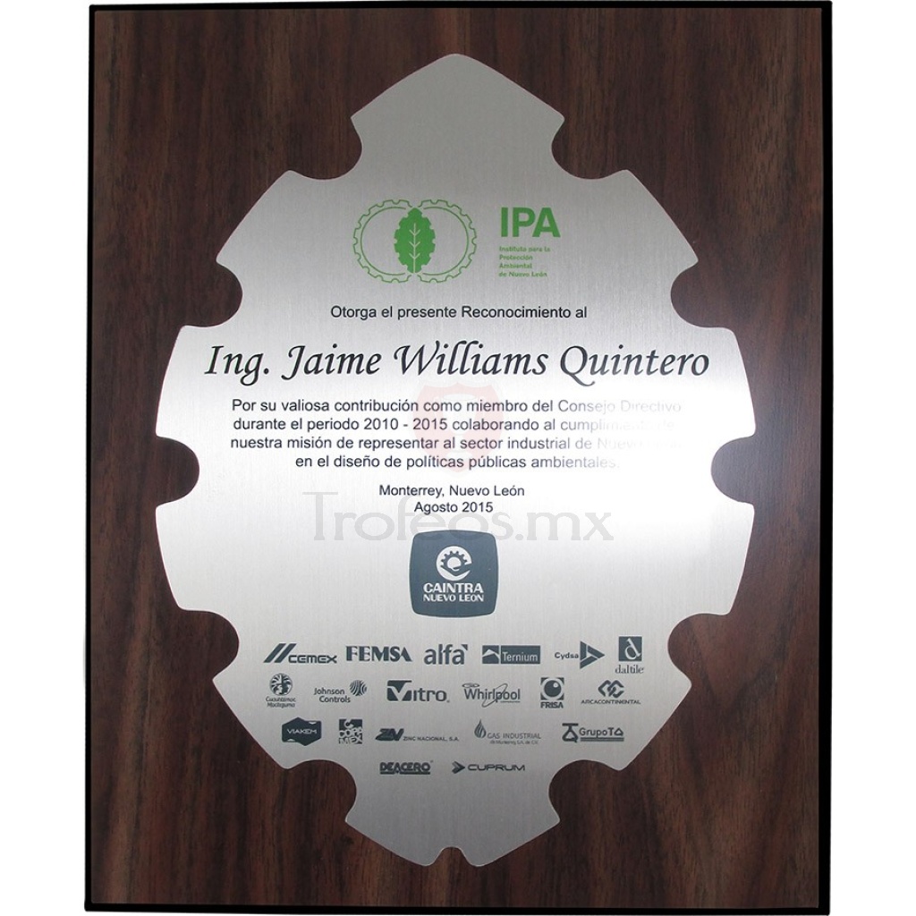 Placa MDF Hoja - Trofeos.mx